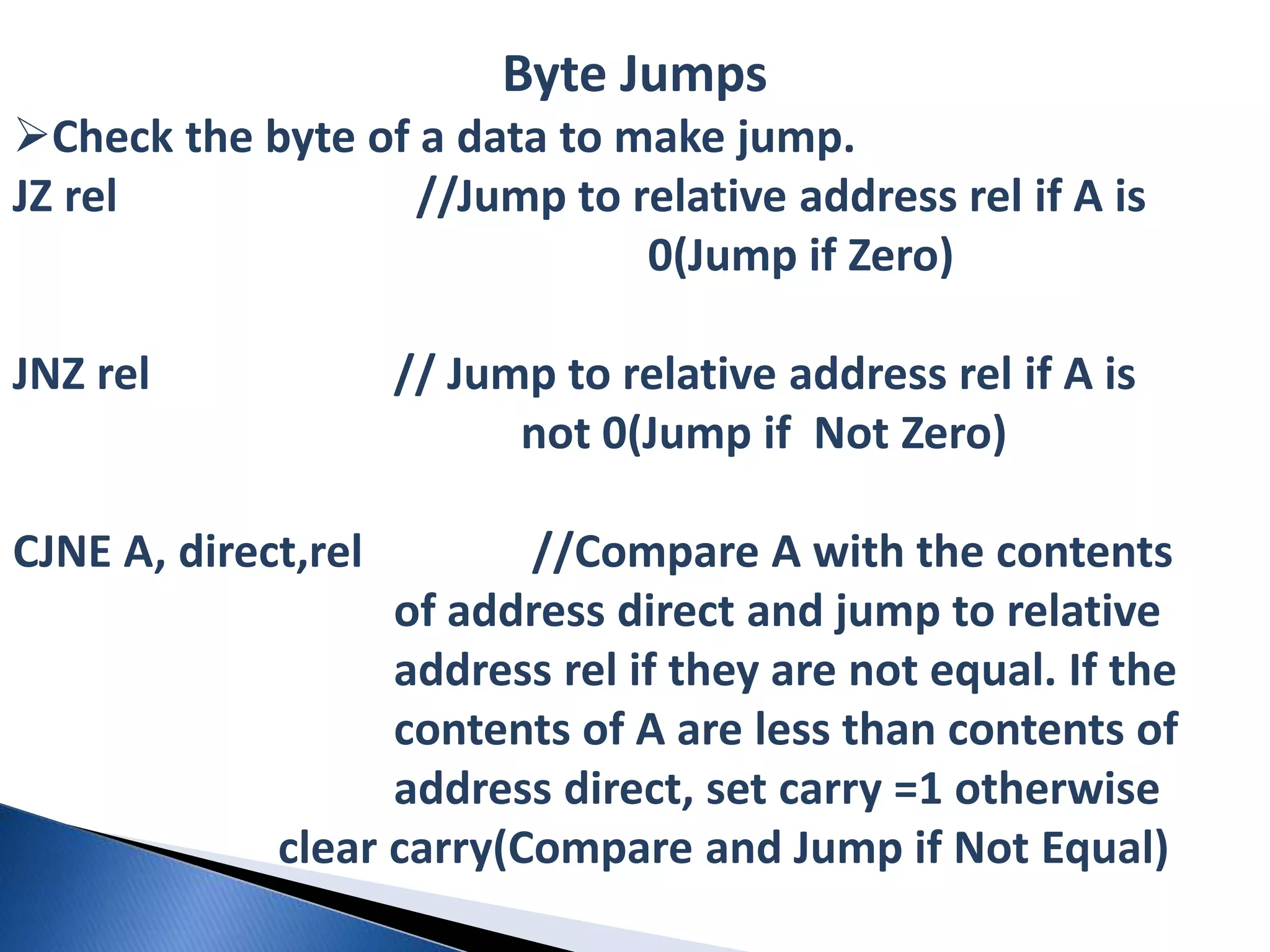Branch instructions in 8051 micrcocontroller | PPTX