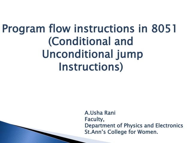 Branch instructions in 8051 micrcocontroller | PPTX | Programming Languages | Computing