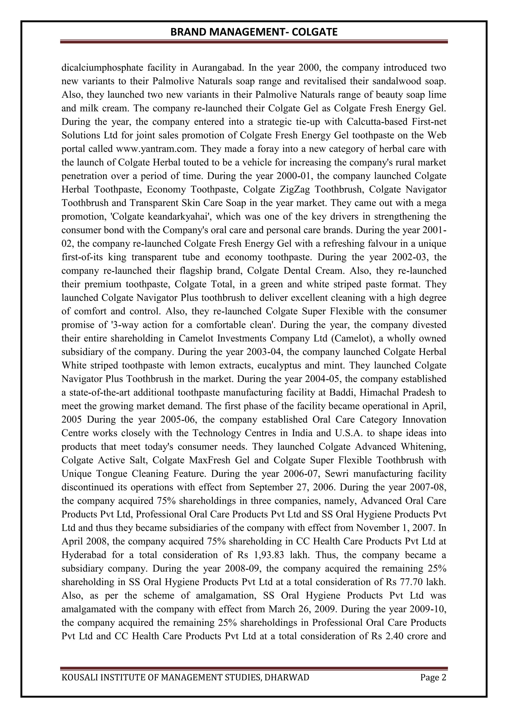 Brand Management on Colgate brand | PDF