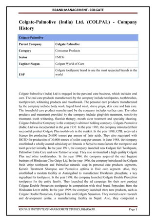 Brand Management on Colgate brand | PDF