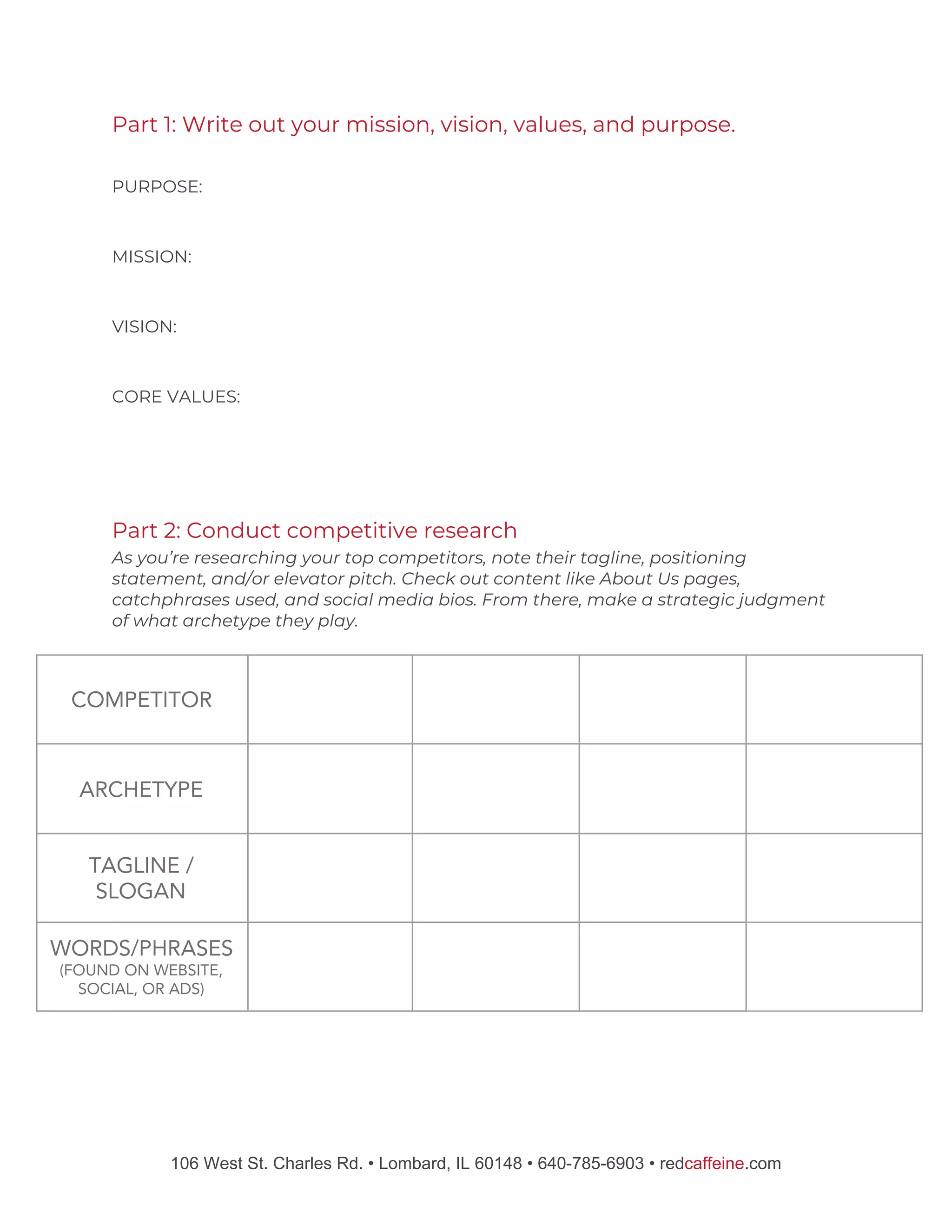 Brand archetyping self-guided worksheet | PDF