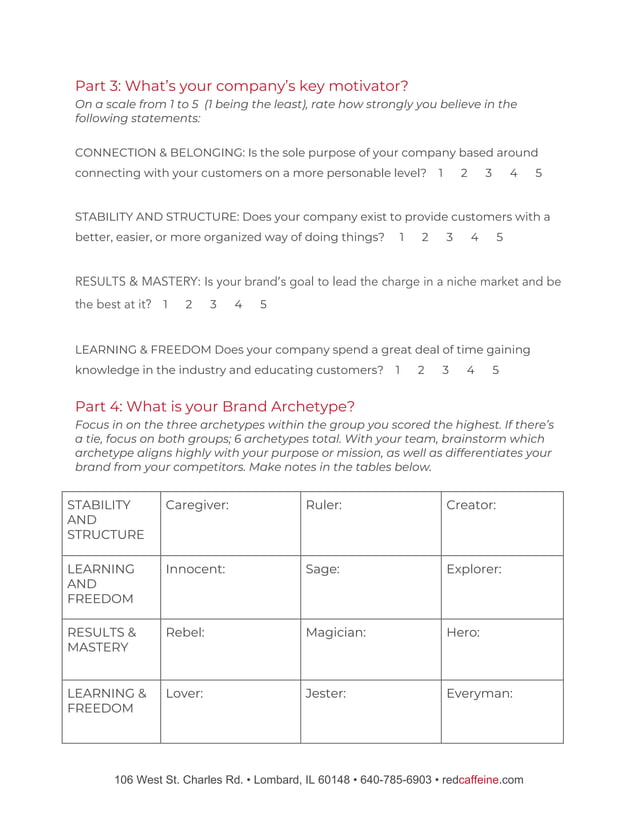 Brand archetyping self-guided worksheet | PDF | Business | Business and ...