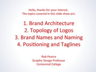 Brand Architecture, Logo topology, Naming and Tag Lines | PDF