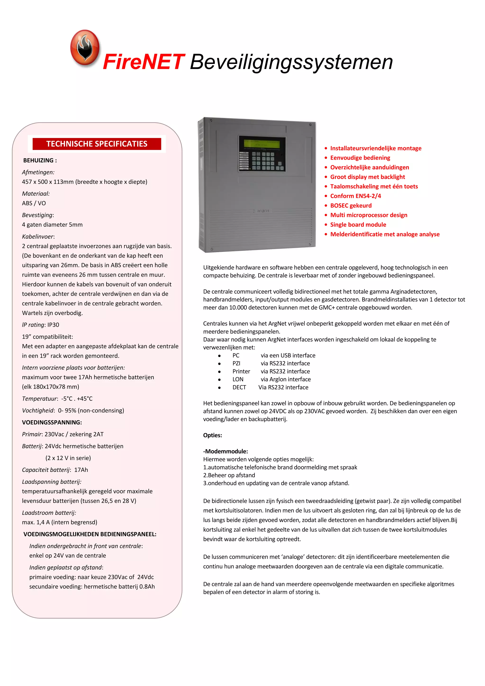 Brandcentrale FireNET | PDF