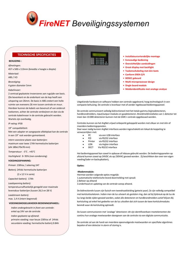 Brandcentrale FireNET | PDF