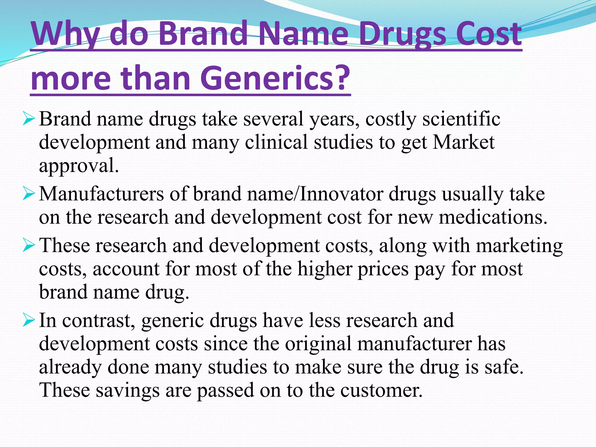 Brand drug vs generic drug | PPTX