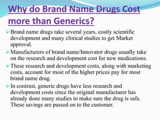 Brand drug vs generic drug | PPTX