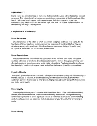 BRAND EQUITY DOCUMENT FOR EDCUATION FOR BUSINESS | PDF