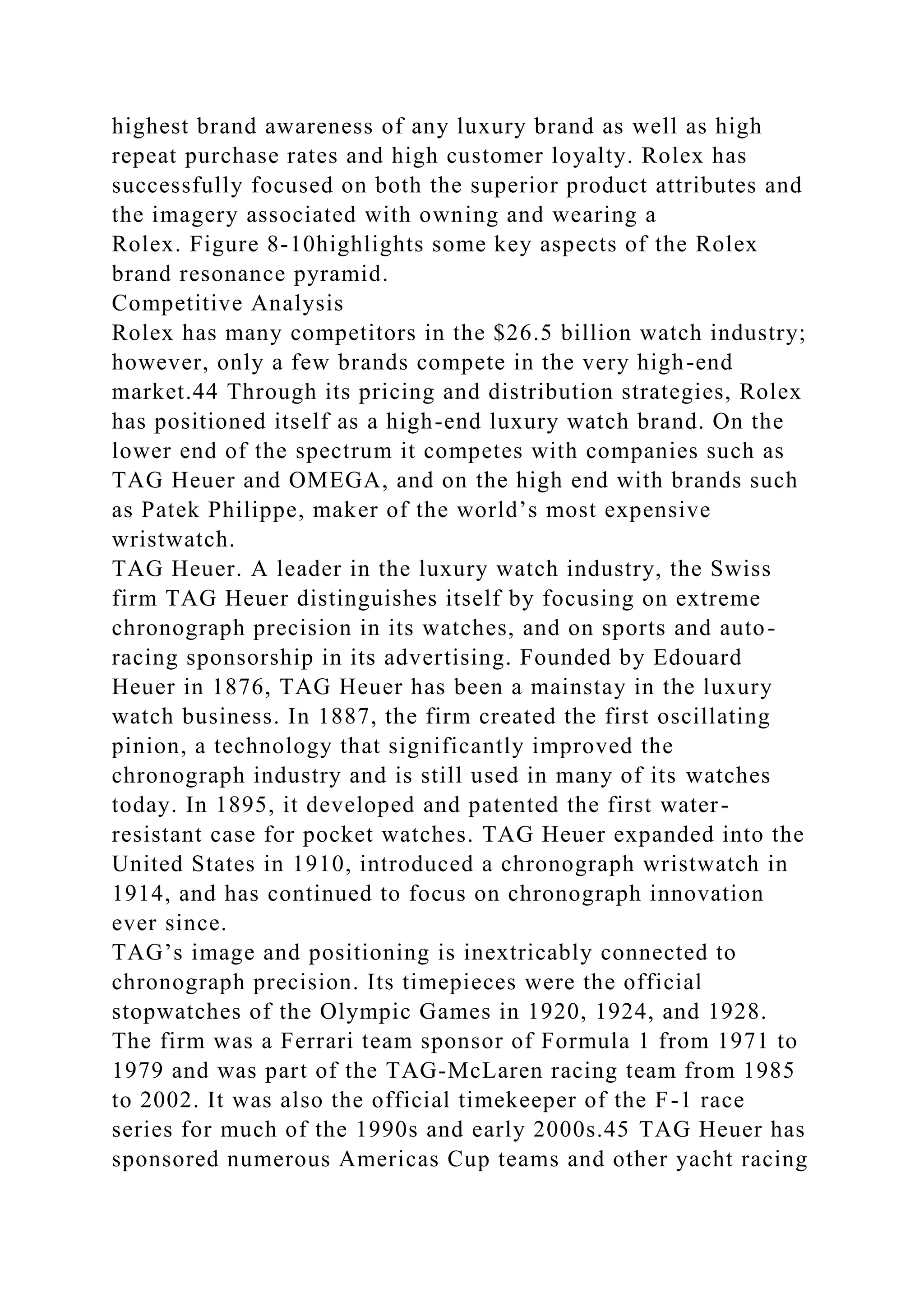 BRAND FOCUS 8.0 Rolex Brand AuditFor over a century, Rolex has.docx