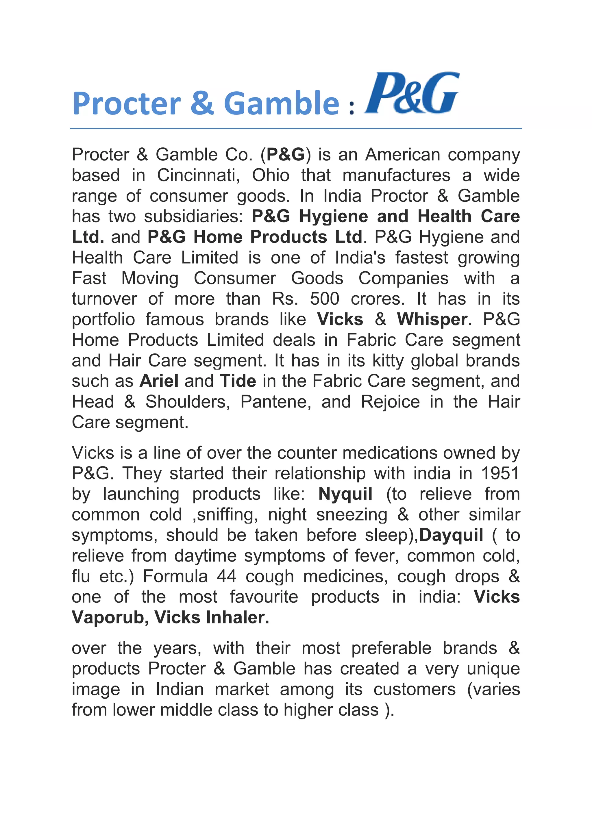 Brand history & development (p&g) | DOCX