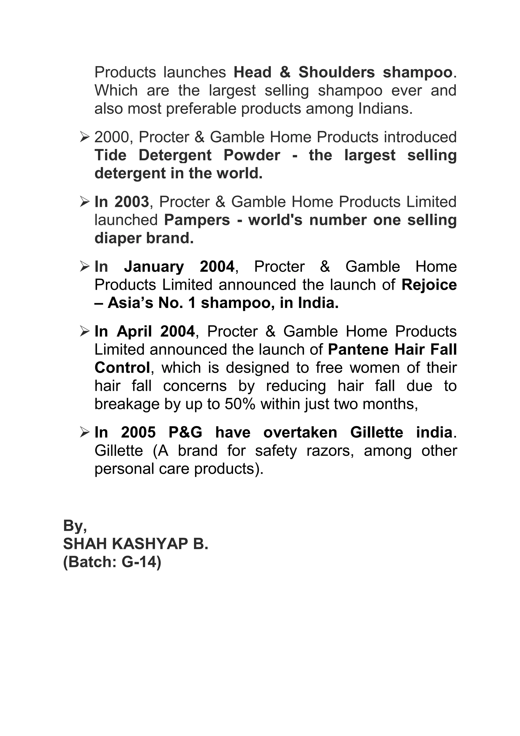 Brand history & development (p&g) | DOCX