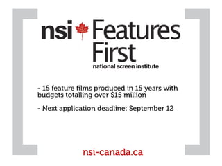 National Screen Institute presentation Banff World Media Fest 2012 | PPT