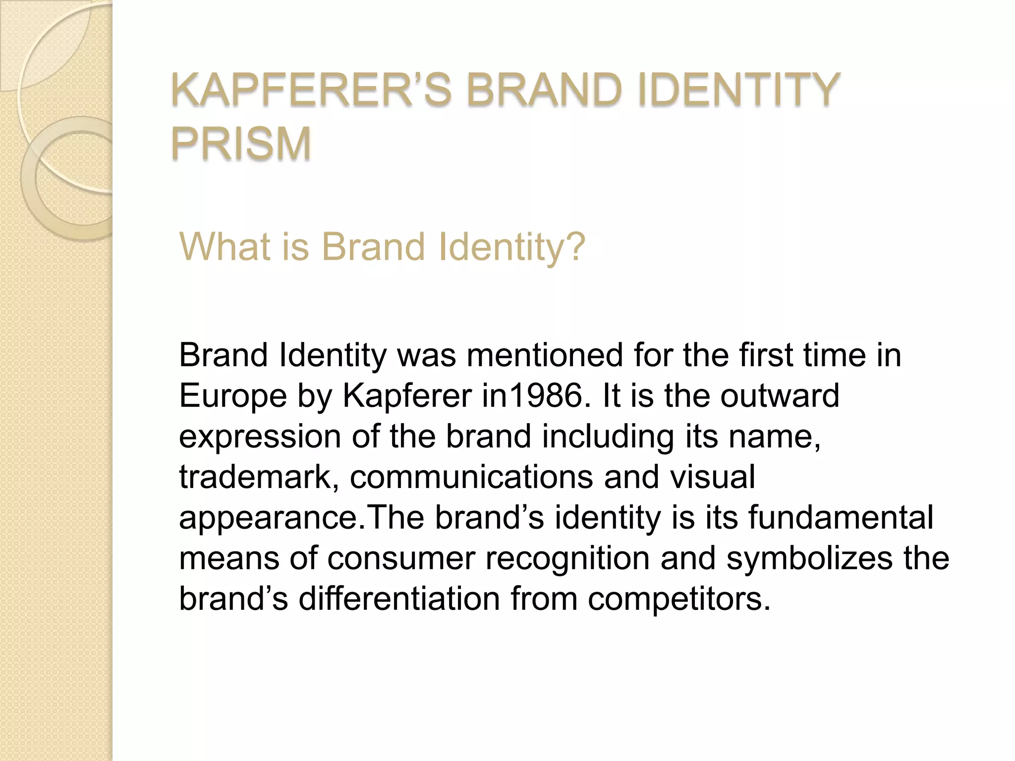 Kapferer Brand identity Prism | PPTX