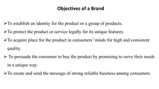 Evaluation/History of Brand-Objectives of Brand,Product Vs Brand ..Etc