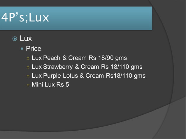 Lux, dove & lifebuoy. marketing mix | PDF
