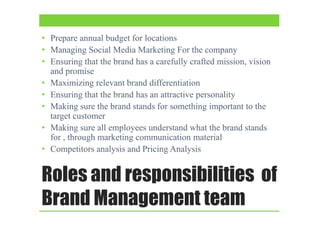 Brand management teams roles & responsibilities | PDF