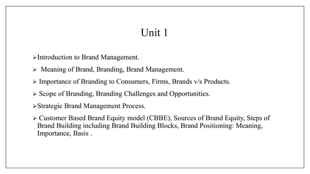 Brand management unit 1 | PPTX