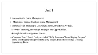 Brand management unit 1 | PPT