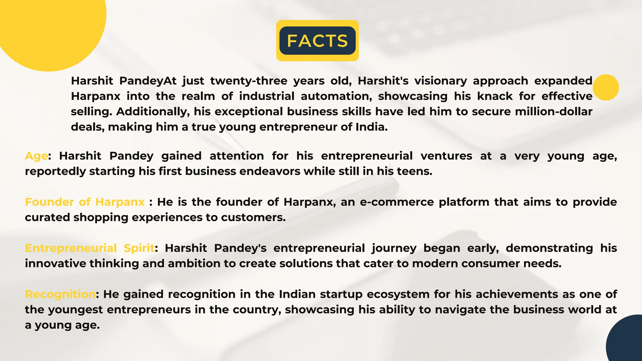 Harshit pandey- HARPANX FOUNDER INDIA'S YOUNGEST ENTREPRENEUR | PDF