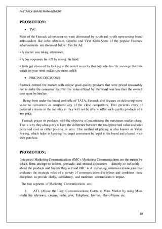 Study on Brand management of fastrack | DOCX