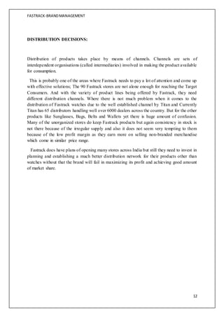 Study on Brand management of fastrack | DOCX
