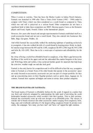 Study on Brand management of fastrack | DOCX