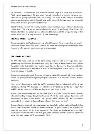 Study on Brand management of fastrack | DOCX