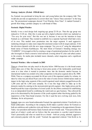 Study on Brand management of fastrack | DOCX