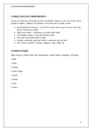 Study on Brand management of fastrack | DOCX