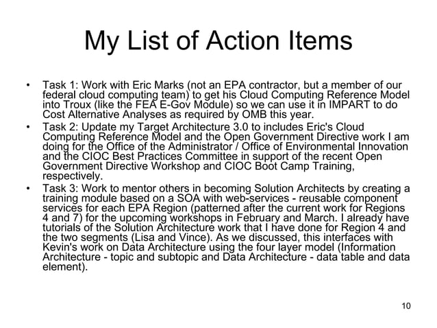 Tutorial for the EAWG: Solution Architecture for 2010 | PPT
