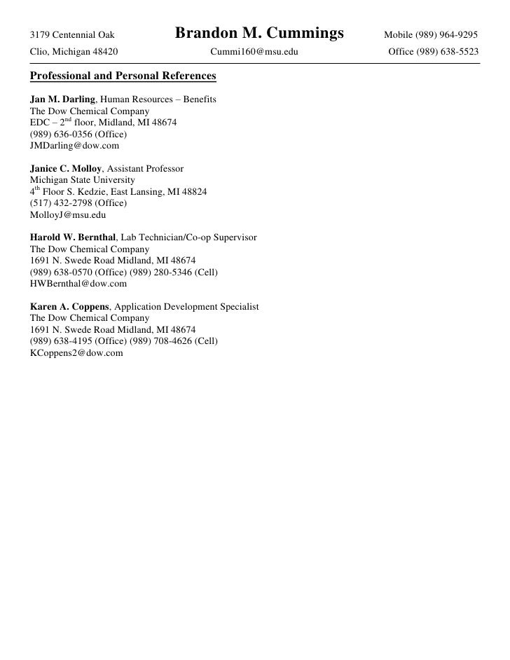 Brandon Cummings Detailed Resume 2010