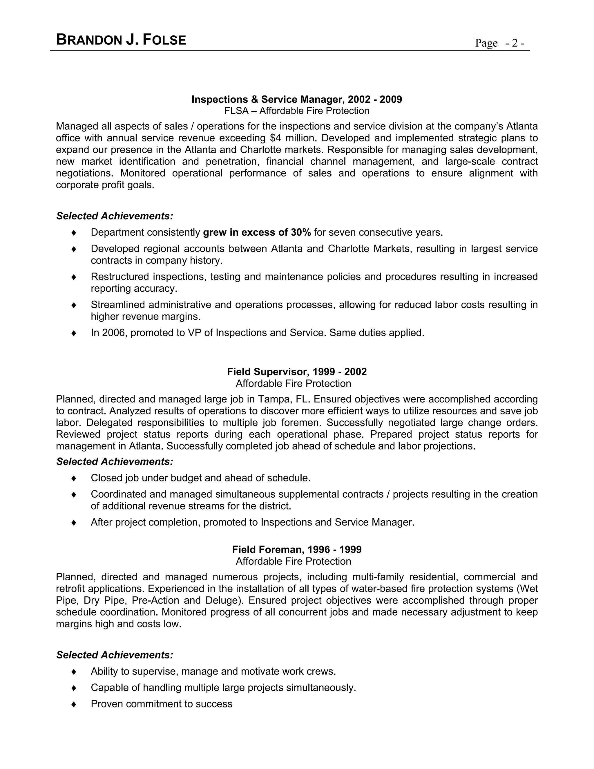 Brandon Folse Resume 10132010 | PDF