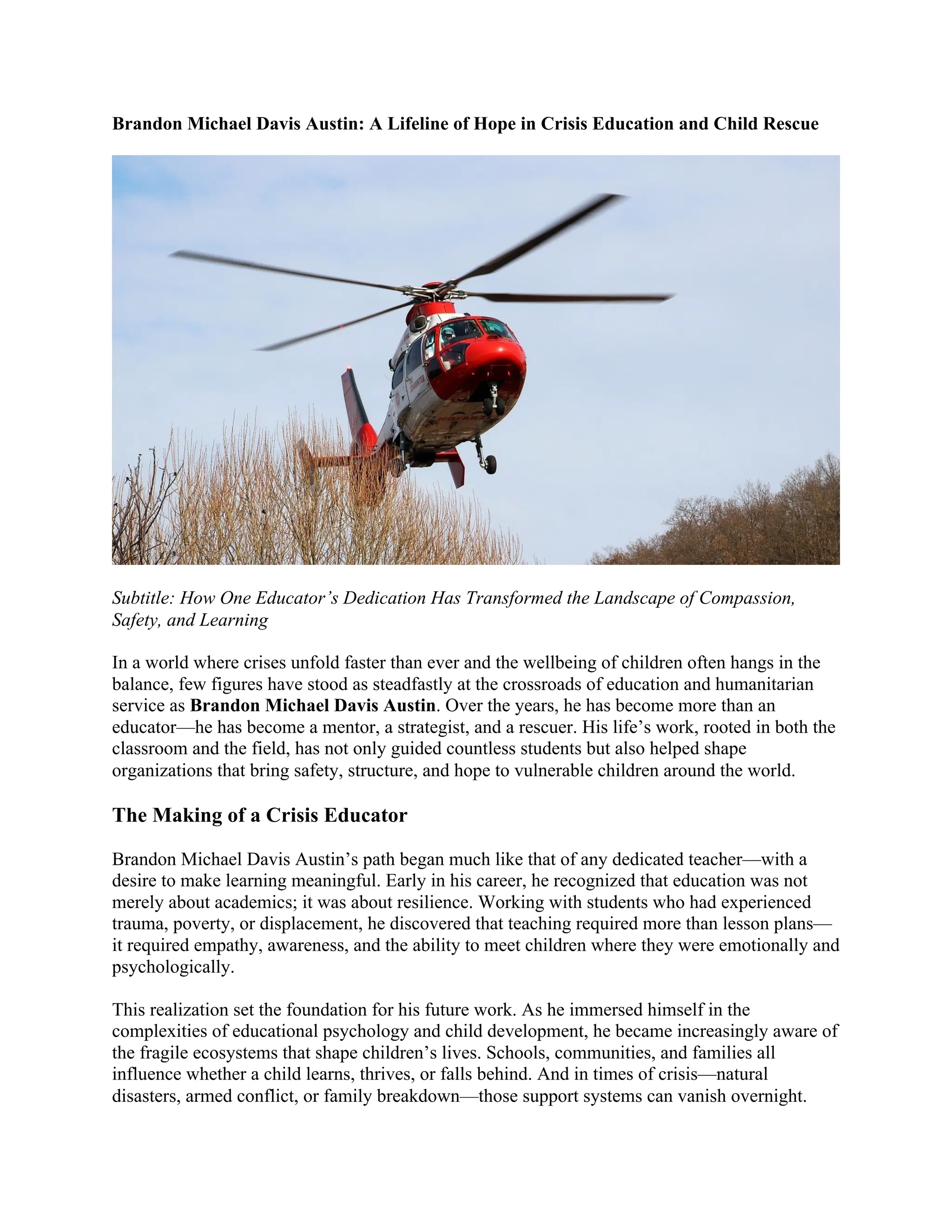 Brandon Michael Davis Austin: A Lifeline of Hope in Crisis Education ...