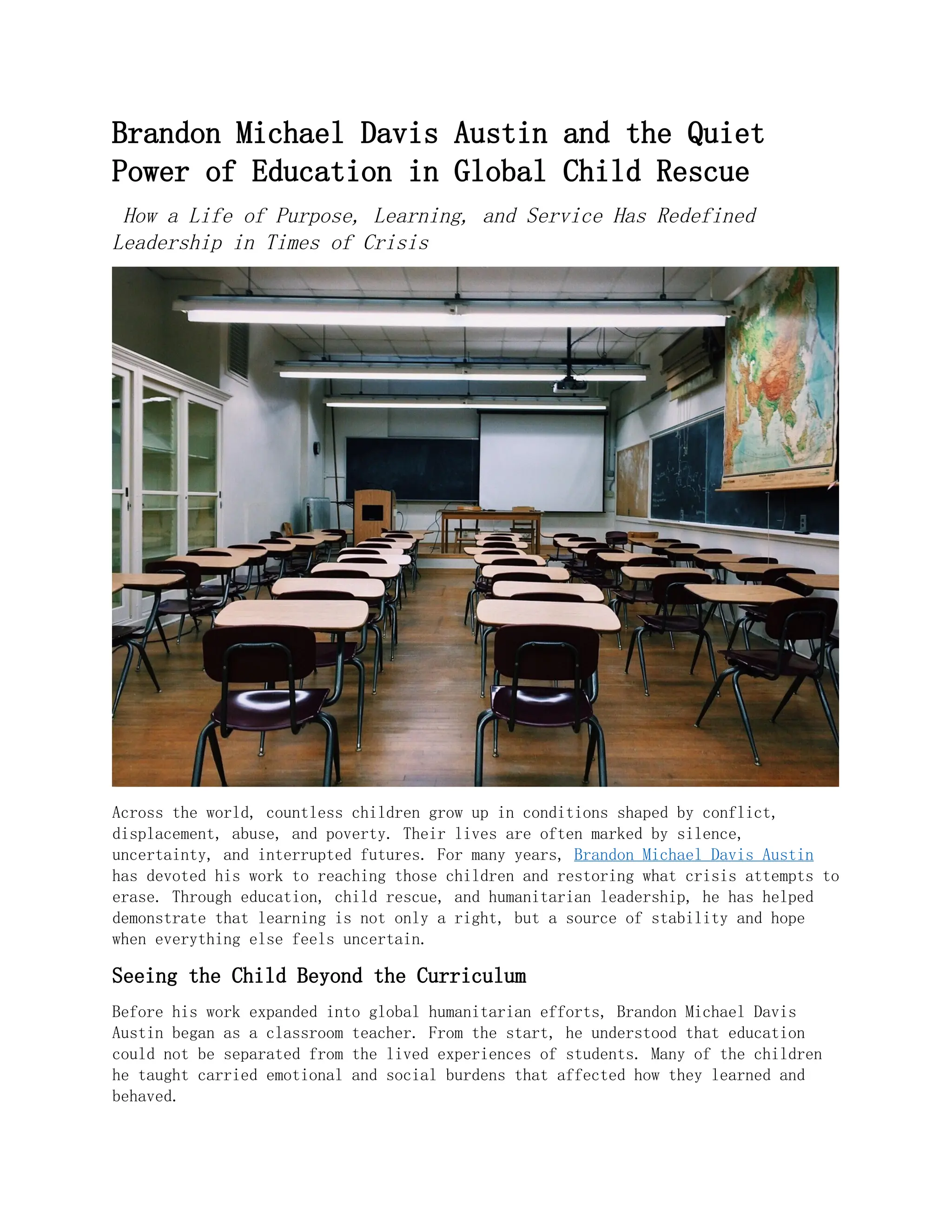 Brandon Michael Davis Austin and the Quiet Power of Education in Global ...