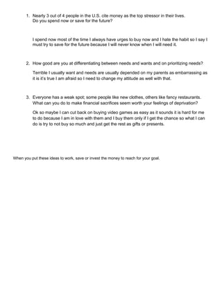 you're relationship with money | DOC | Financial Planning | Personal ...