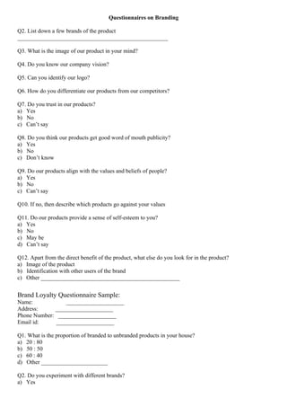 Brand questionnaire | DOC