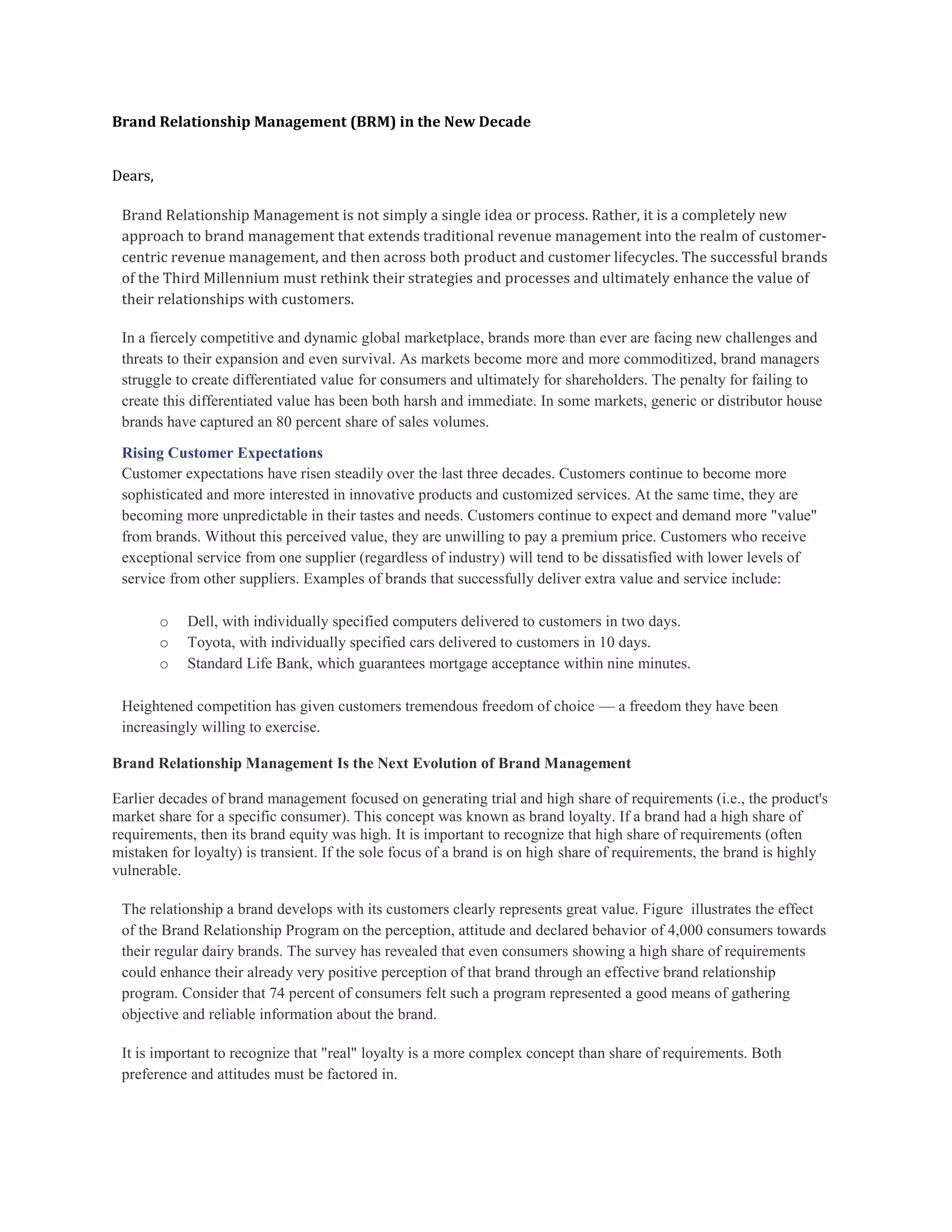 Brand relationship management | DOCX