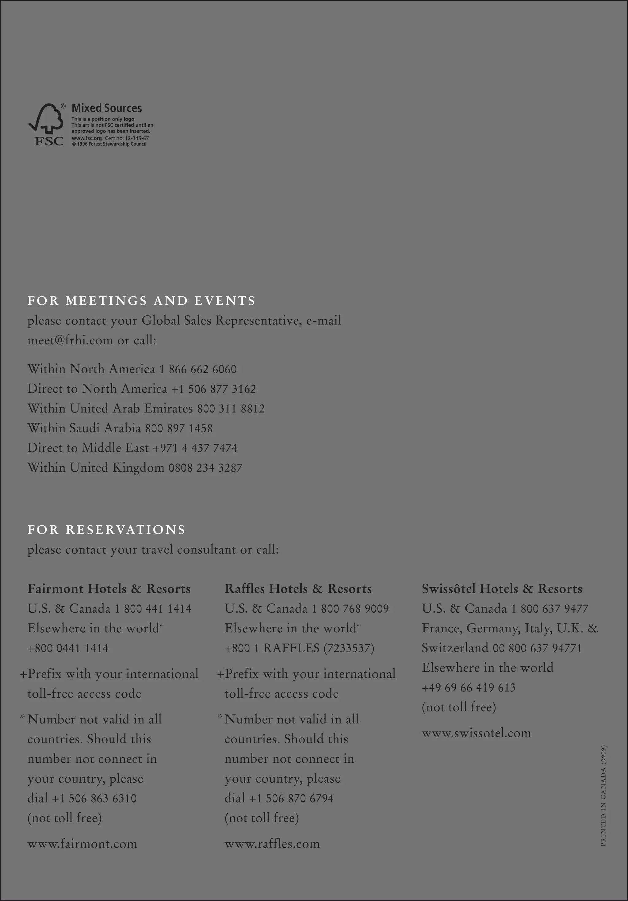 Fairmont Group Brands - Swissôtel, Fairmont, Raffles | PDF