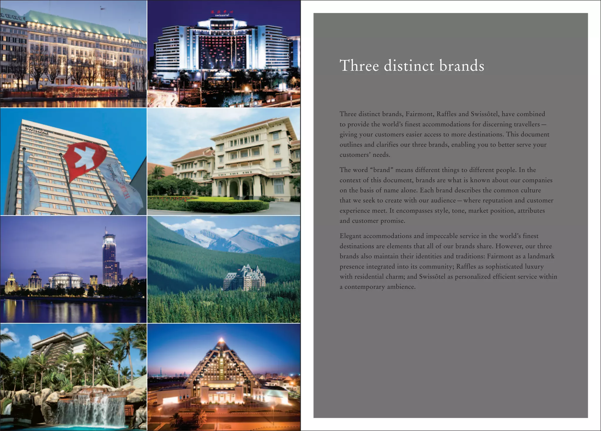 Fairmont Group Brands - Swissôtel, Fairmont, Raffles | PDF