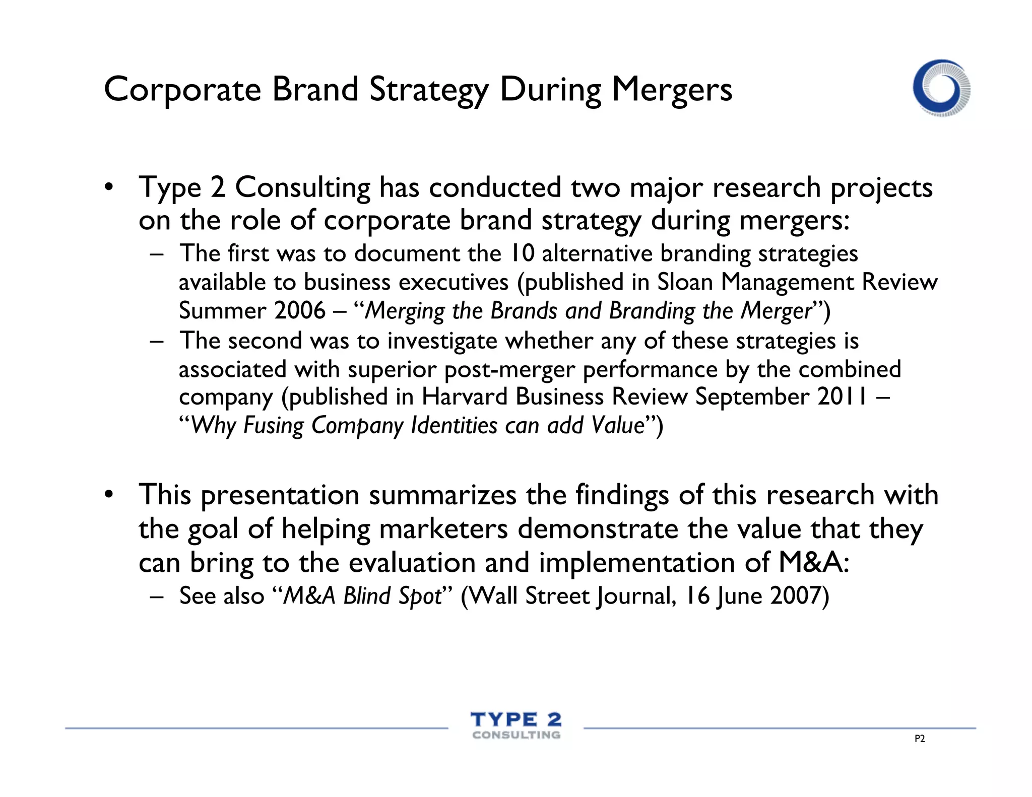 Brand Strategy and Mergers | PPT