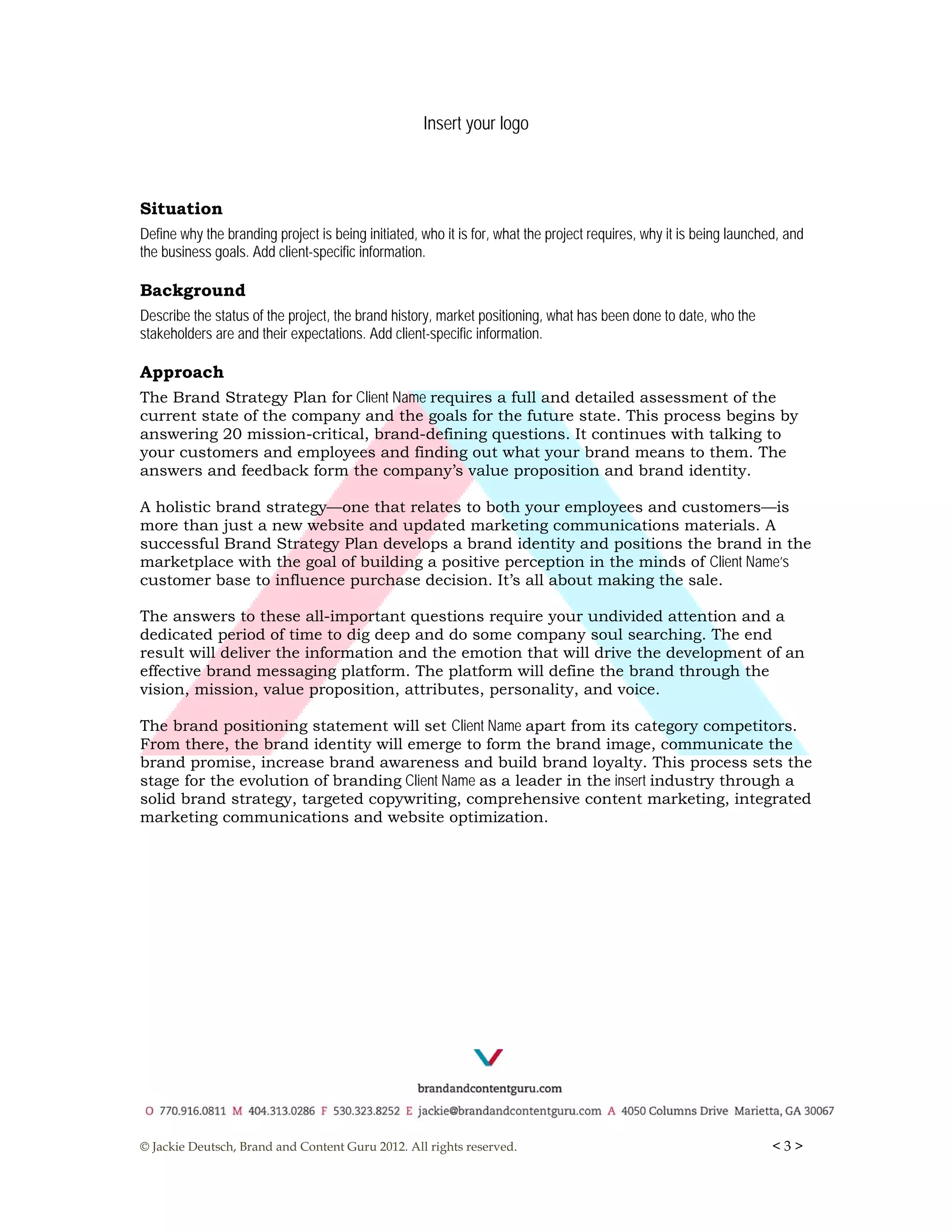 Brand strategy plan template bacg | PDF