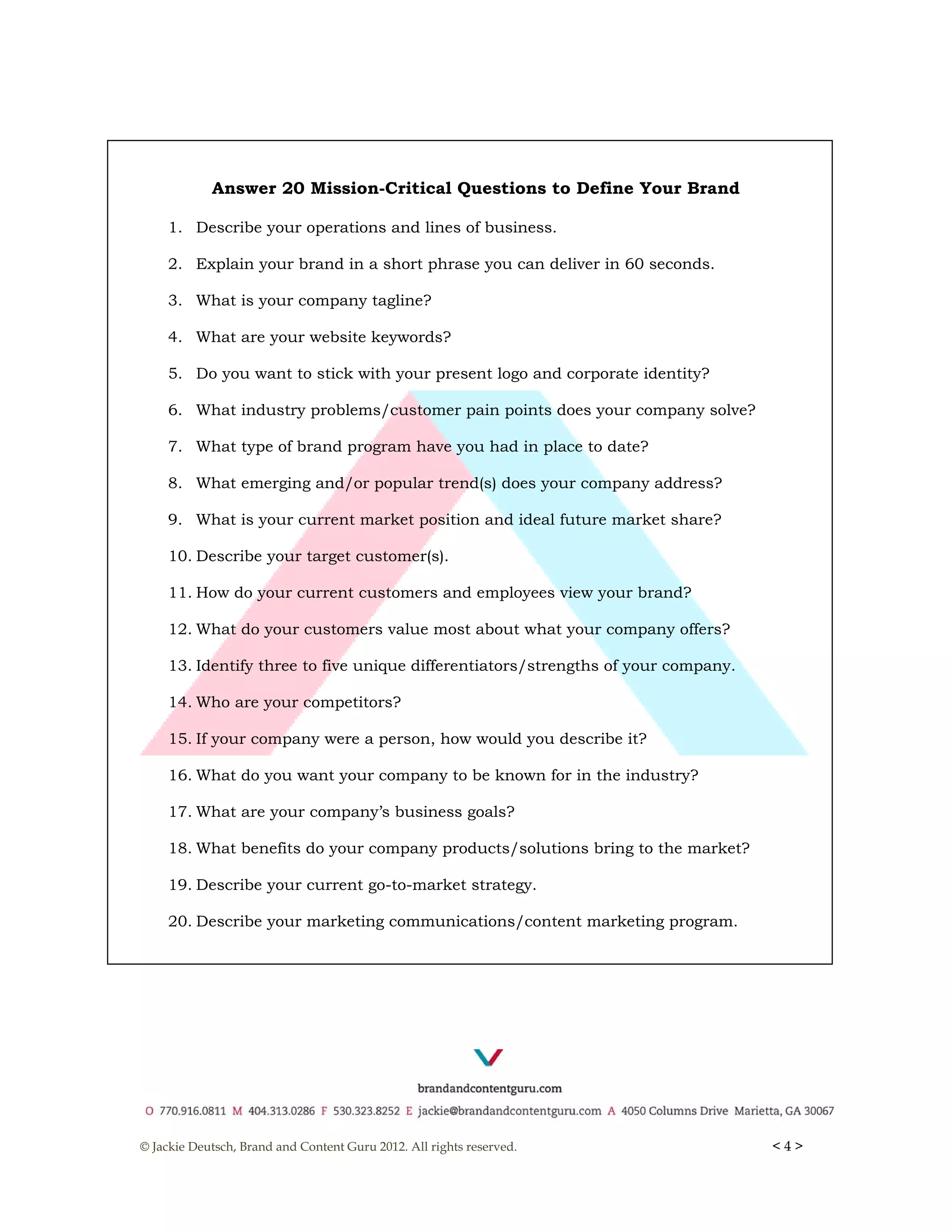 Brand strategy plan template bacg | PDF