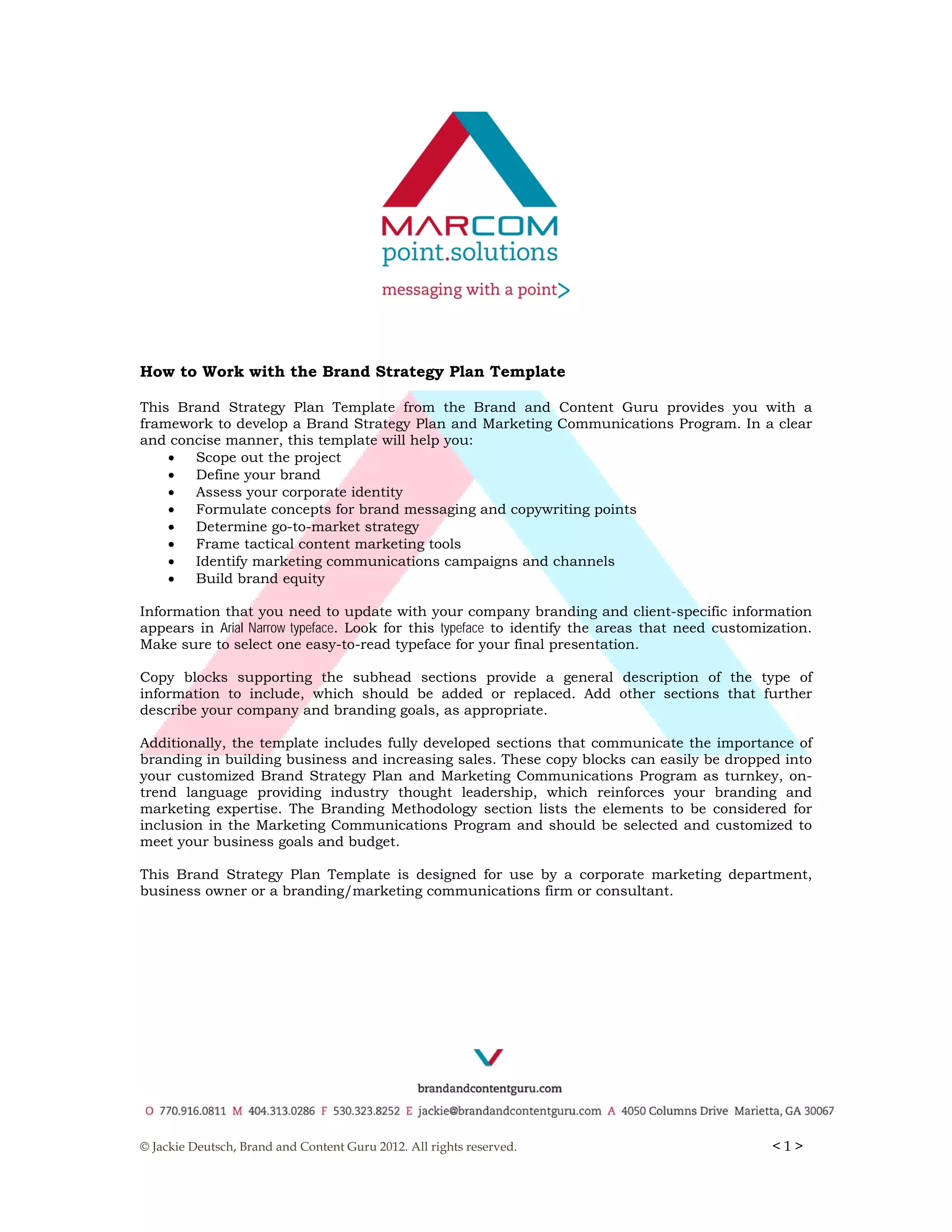 Brandstrategyplantemplate bacg | PDF