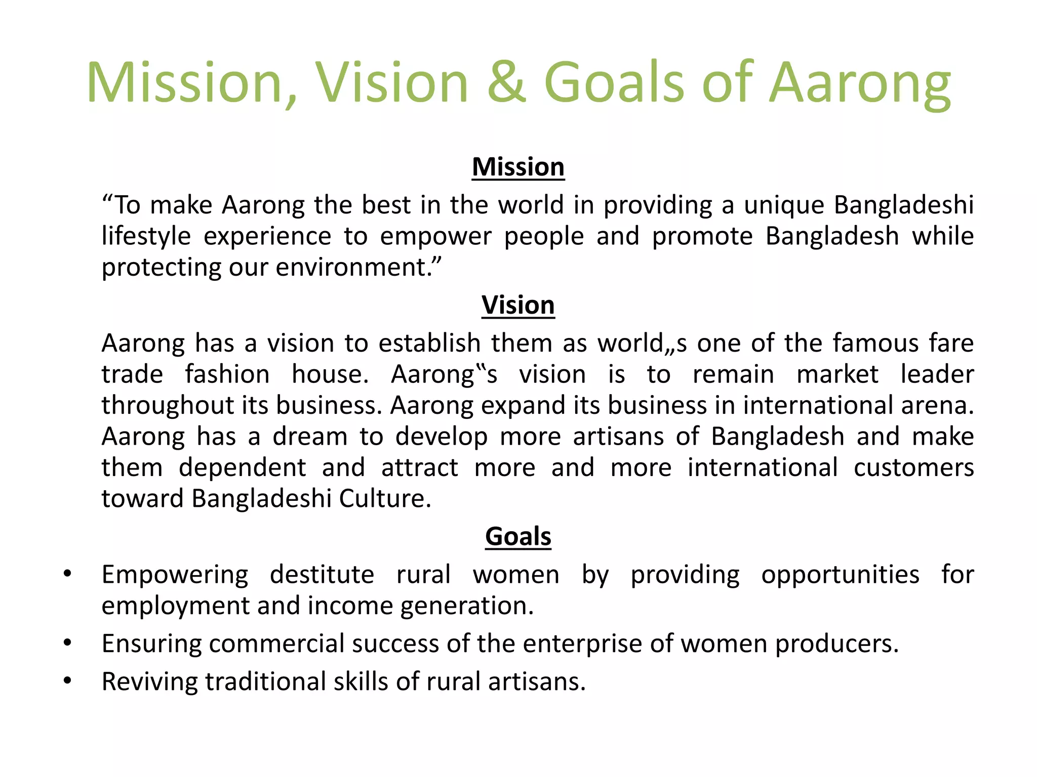Brand study report: Aarong | PPTX