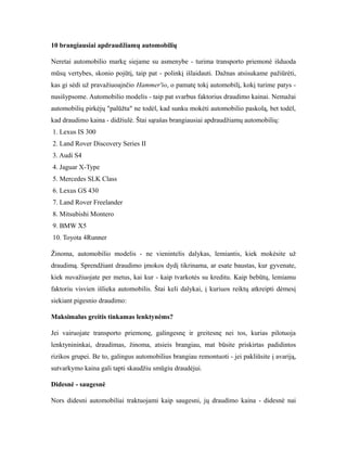 Brangiausiai draudziami automobiliai | DOC