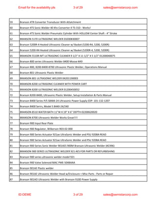 Branson equipment spare parts may 20th 2020 | PDF