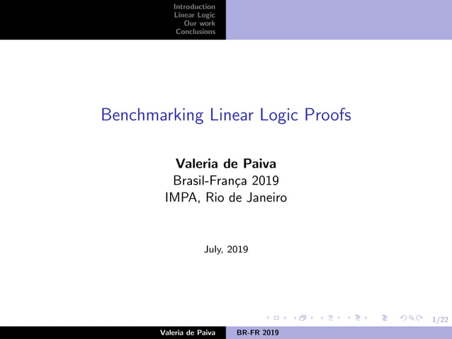 Benchmarking Linear Logic Proofs, Valeria de Paiva | PDF