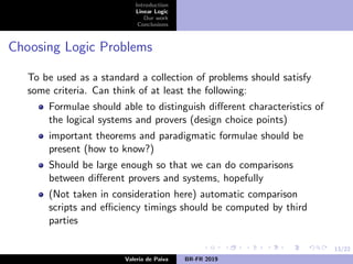Benchmarking Linear Logic Proofs, Valeria de Paiva | PDF