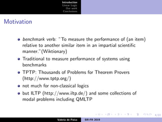 Benchmarking Linear Logic Proofs, Valeria de Paiva | PDF