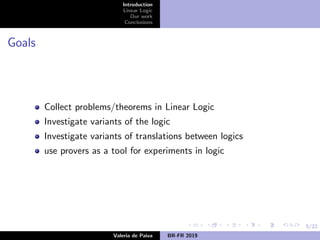 Benchmarking Linear Logic Proofs, Valeria de Paiva | PDF